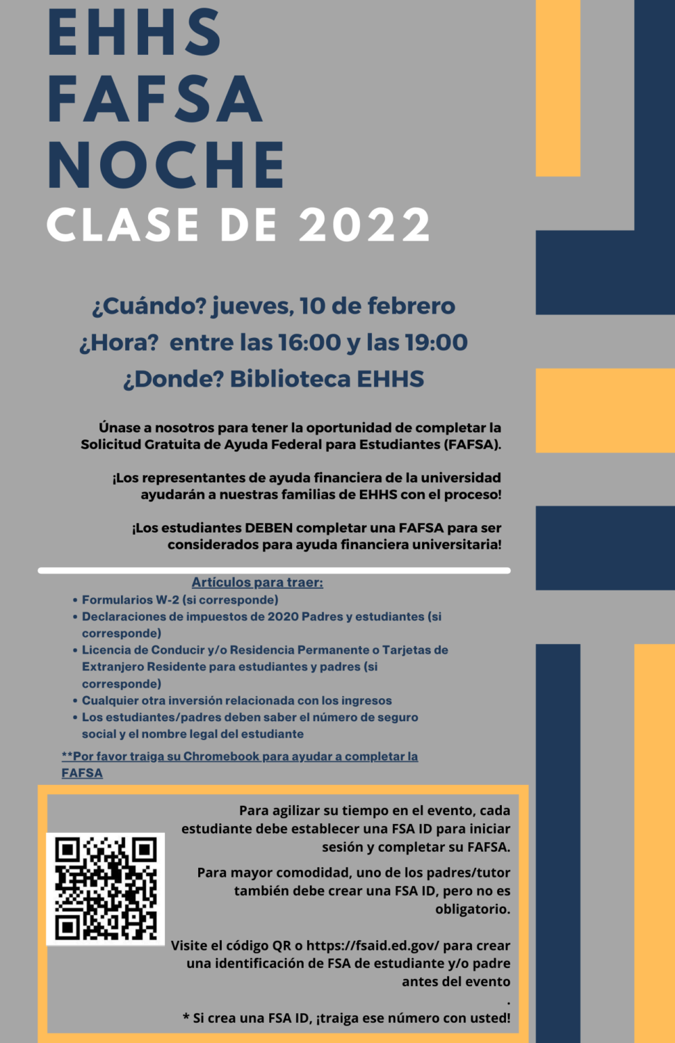 EHHS FAFSA Night Class of 2022 – East Hall High School